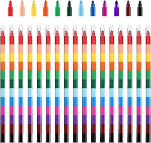 Amazon.com : PATIKIL Stacking Crayons, 18 Pack 12 Colors Stackable ...