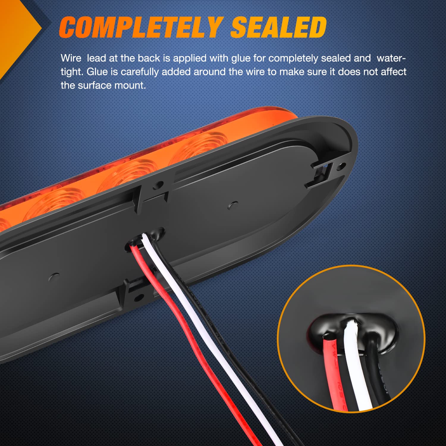 Snapklik.com : 6 Inch Oval Amber LED Trailer Tail Lights 2PCS 10 LEDs ...