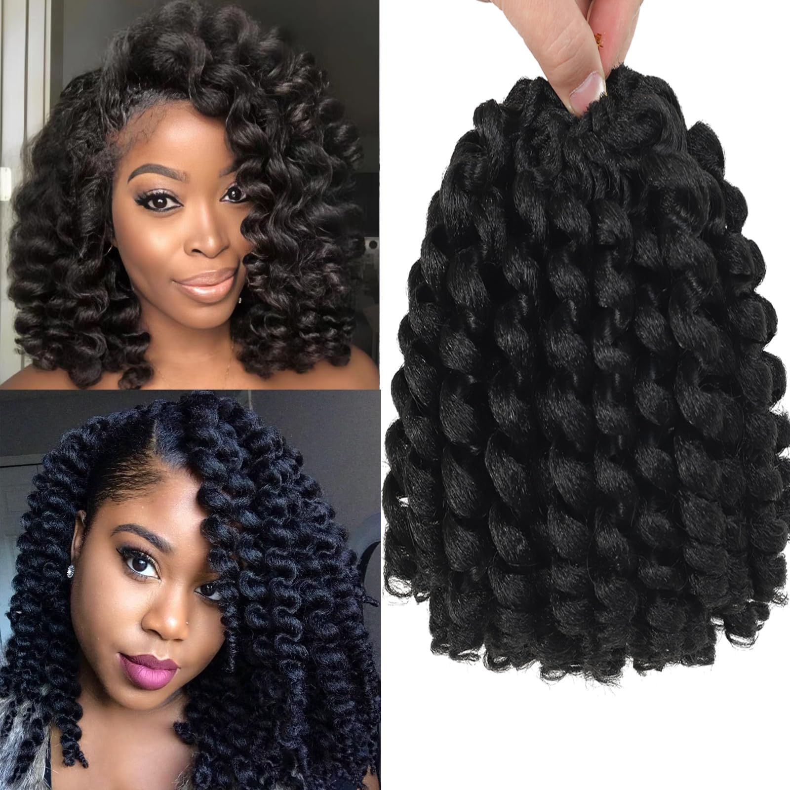 Amazon.com : 8 Packs Jumpy Wand Curl Crochet Hair Jamaican Bounce ...