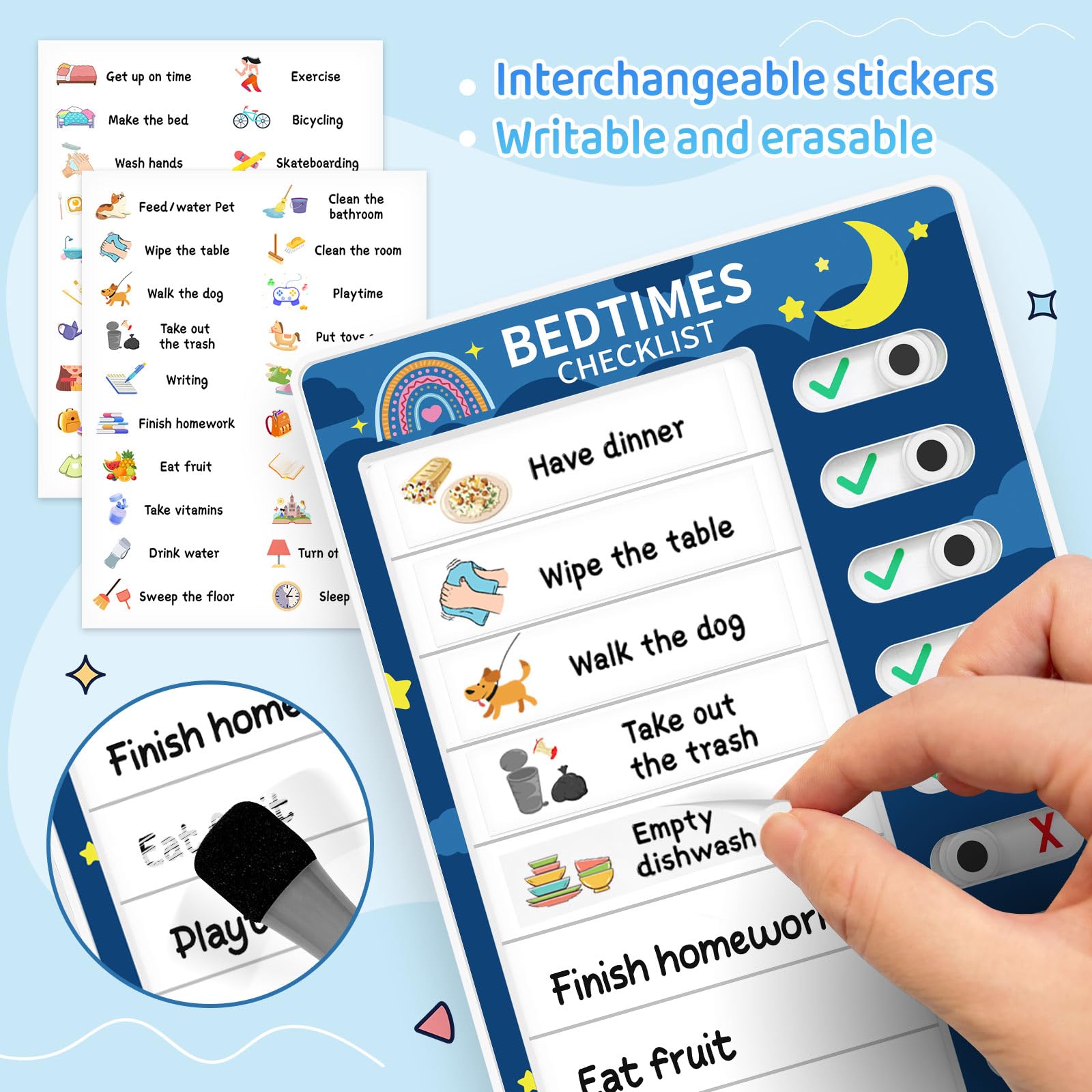 Snapklik.com : Chore Chart For Kids: Dry Erase Visual Schedule ...
