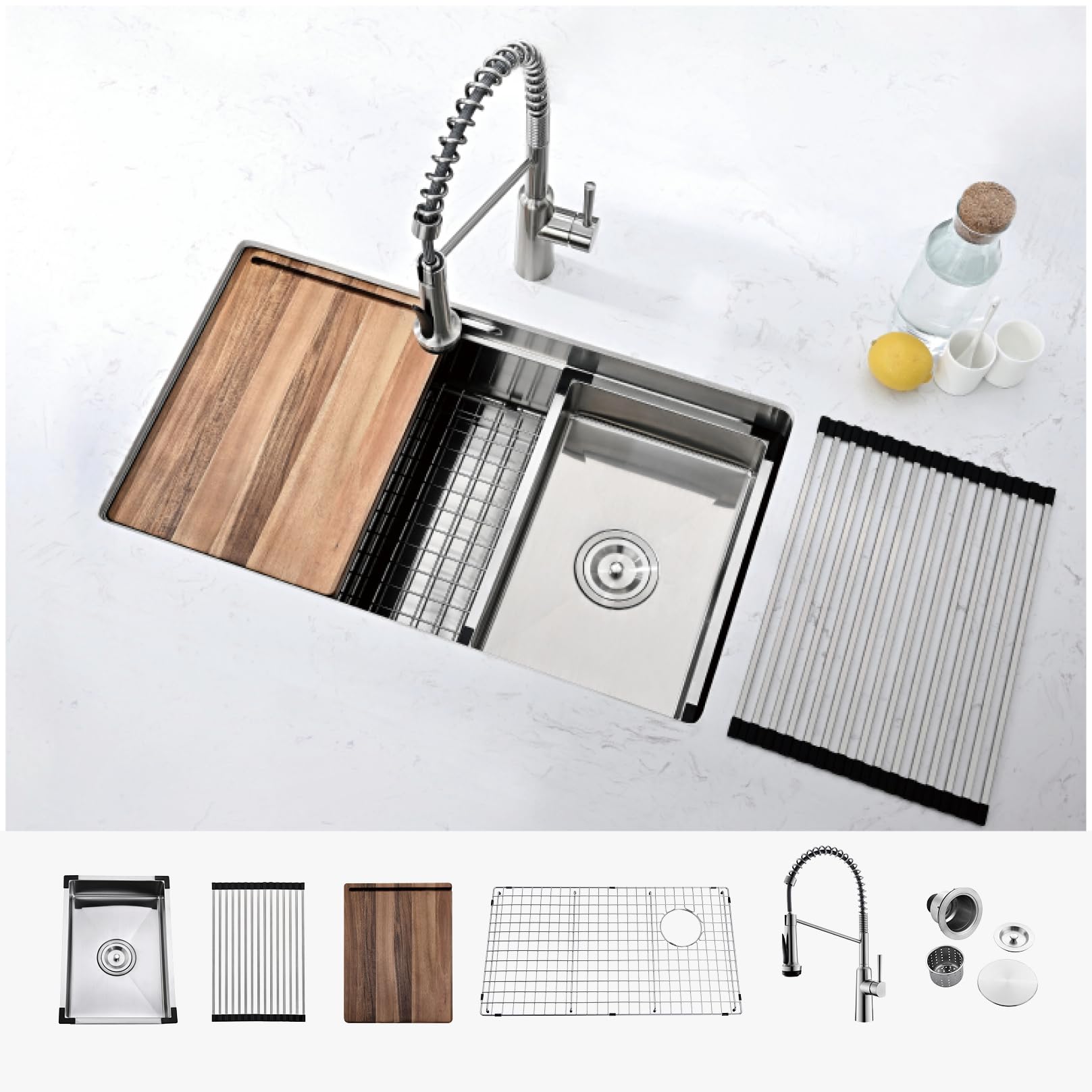 ATTOP 30 Inch Undermount Kitchen Sink With Faucet,Workstation Kitchen ...
