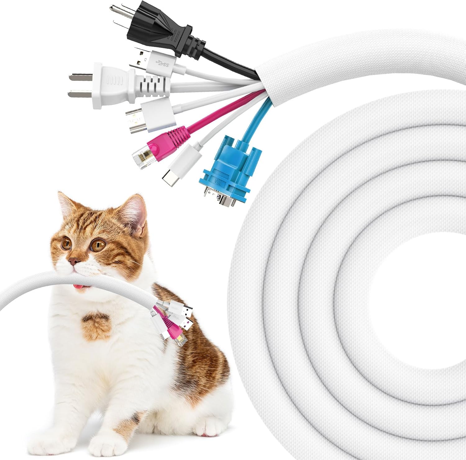 Amazon.com: UOMTFAI Dog and Cat Cord Protector 10ft - 1inch, Flexible ...