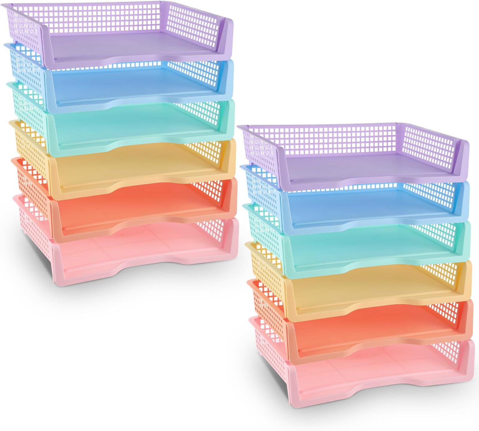 Amazon.com: Set of 6 Rainbow Turn in Trays for Teachers, Plastic ...