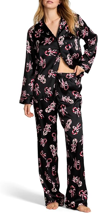 Victoria's Secret Satin Pajama Set, Long Sleeve Button Down & Pants ...