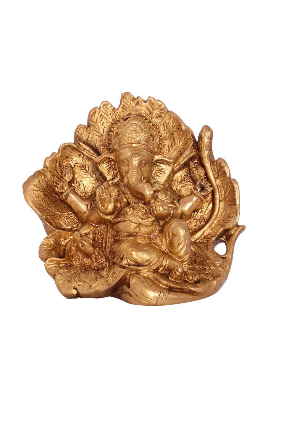 Buy Idol Collections Ganesha Ganesh Murti Idol Statue on Leaf Embossed ...