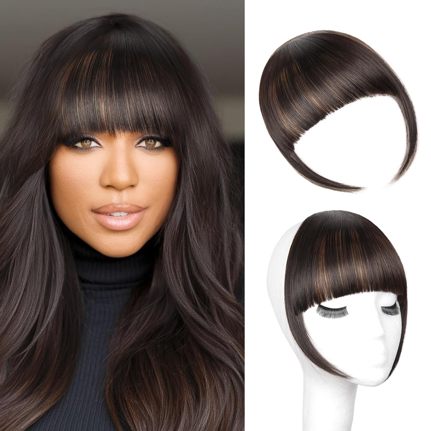 Amazon.com : LEEONS Clip on Bangs for Women - Synthetic Fake Bangs ...