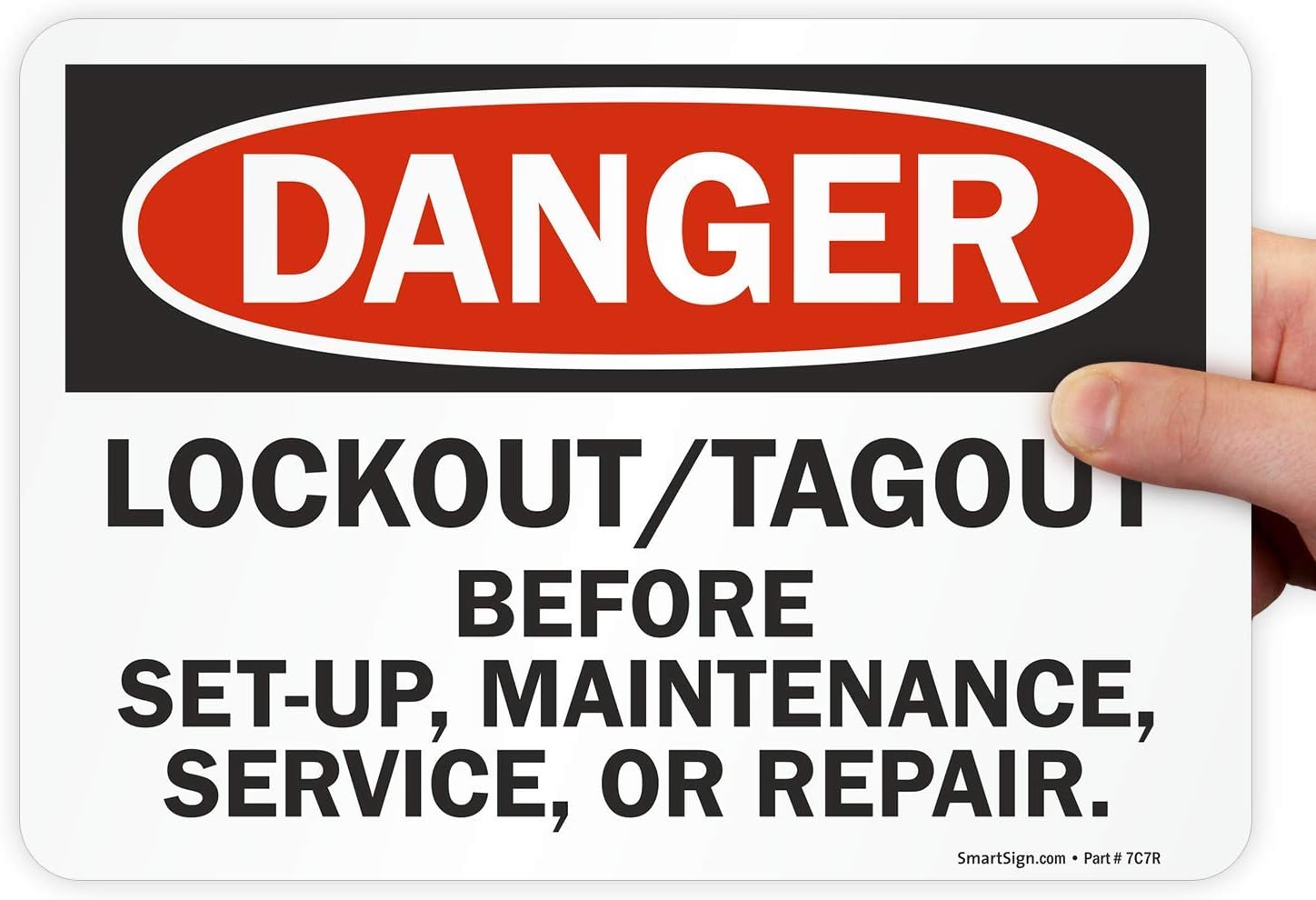 SmartSign "Danger - Lockout/Tagout Before Set-Up, Service" Label | 7" x ...