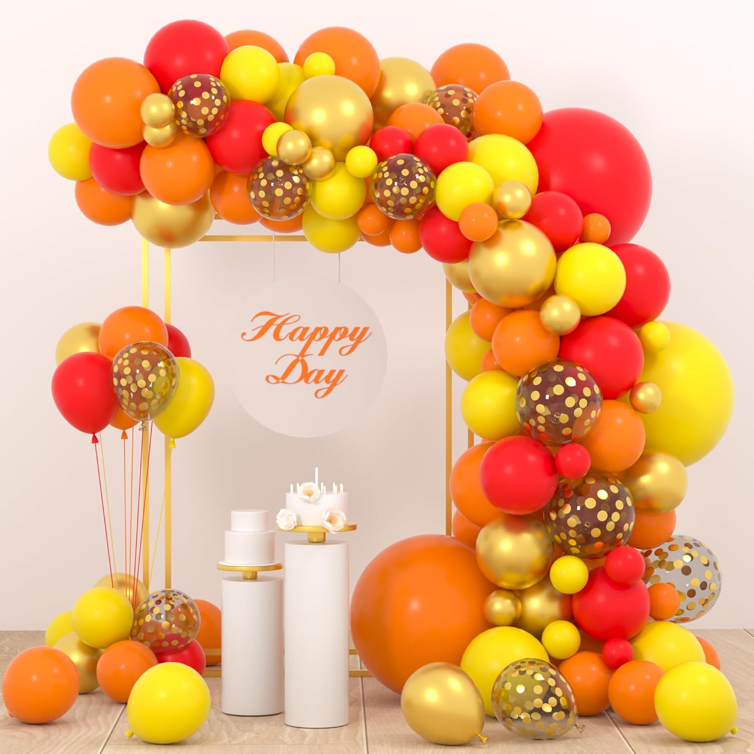 Amazon.com: Red Yellow Orange Gold Balloon Garland Arch Kit, 127PCS ...