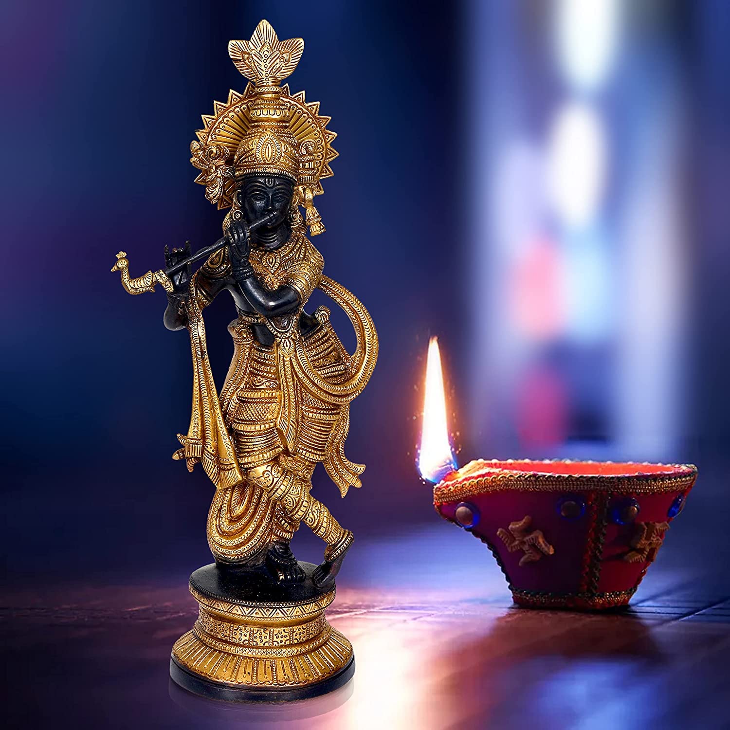 Buy Amazon Brand - Umi Brass Krishna Krishn Idol Figurine Sculpture for ...