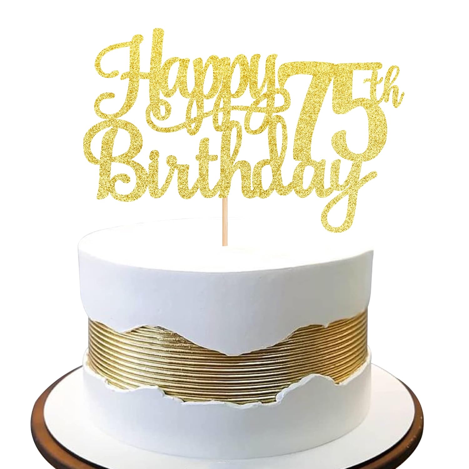 Amazon.com: 1 PCS Happy 75th Birthday Cake Topper Gold Glitter Cheers ...
