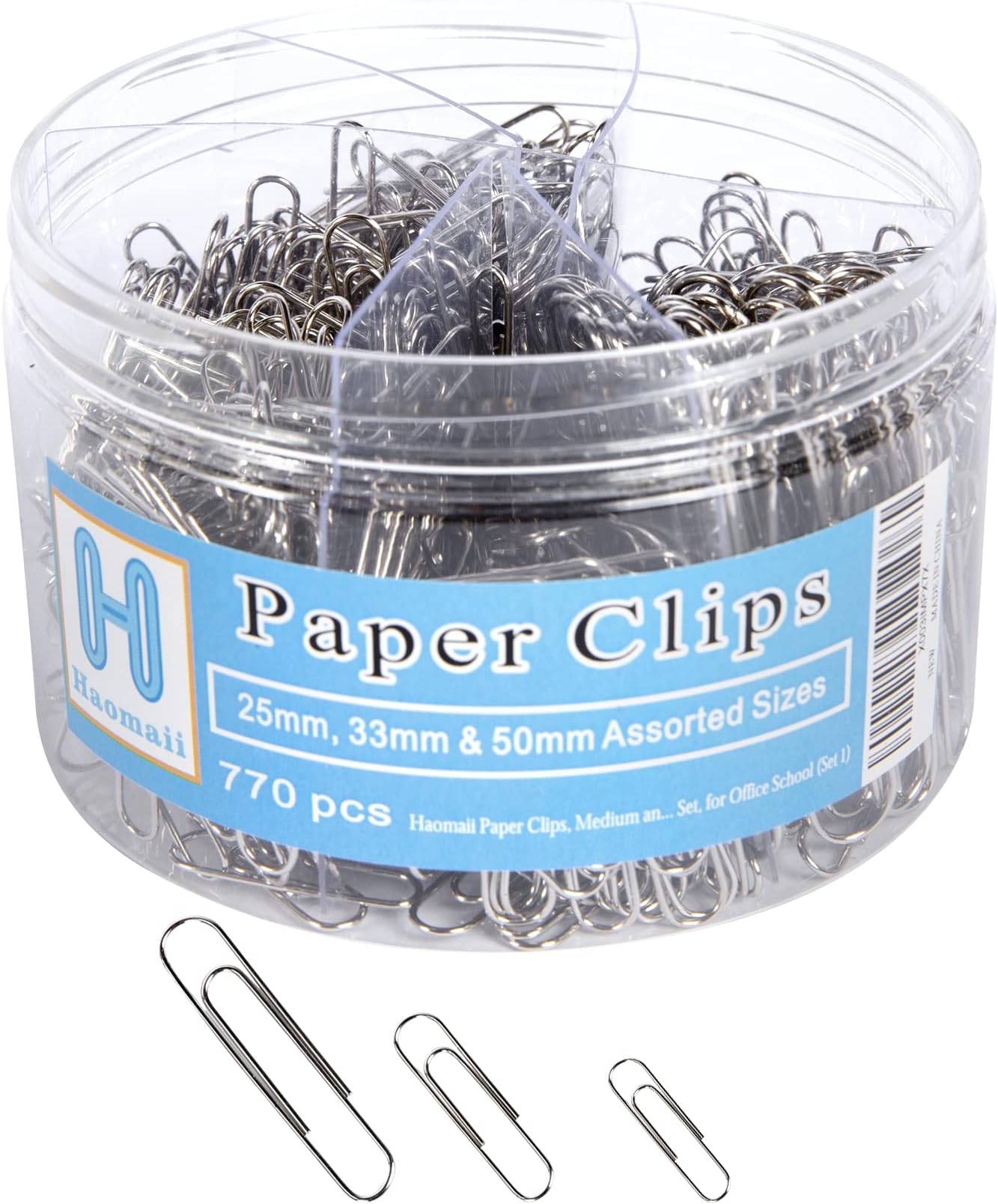 Amazon.com : Haomaii 770PCS Assorted Sizes Paper Clips, Medium and ...