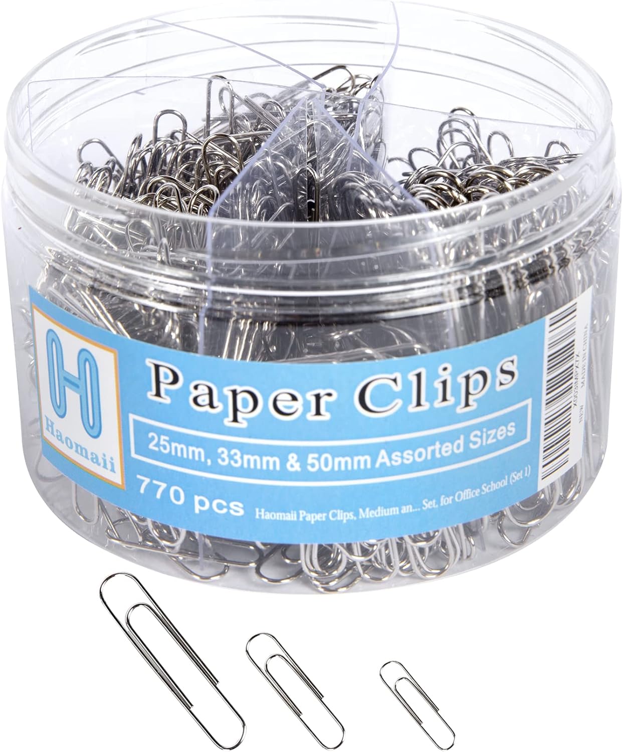 Amazon.com : Haomaii 770PCS Assorted Sizes Paper Clips, Medium and ...