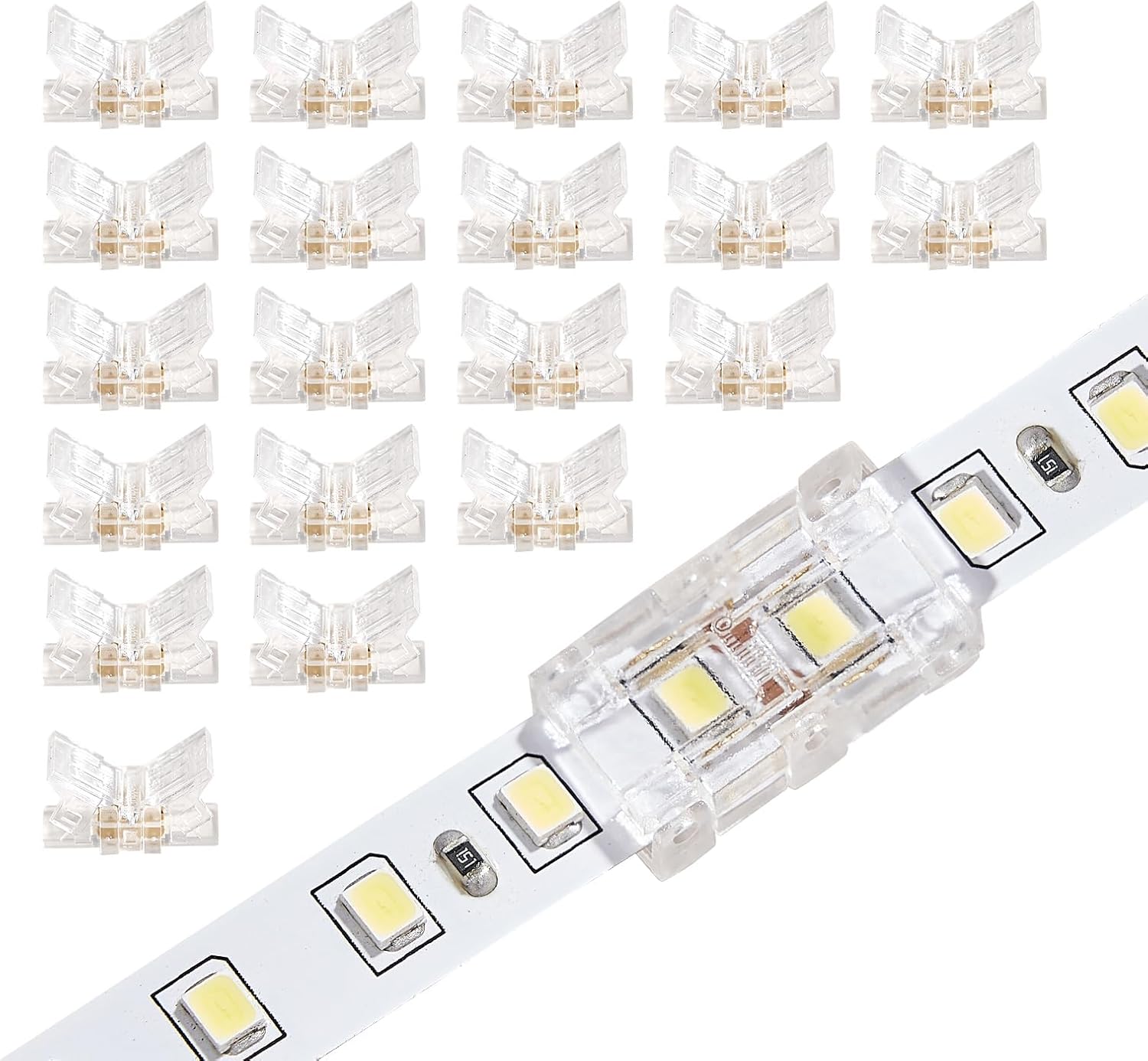 HEYAN 2 Pin 8mm LED Strip to Strip Connectors 20 Pcs Solderless ...