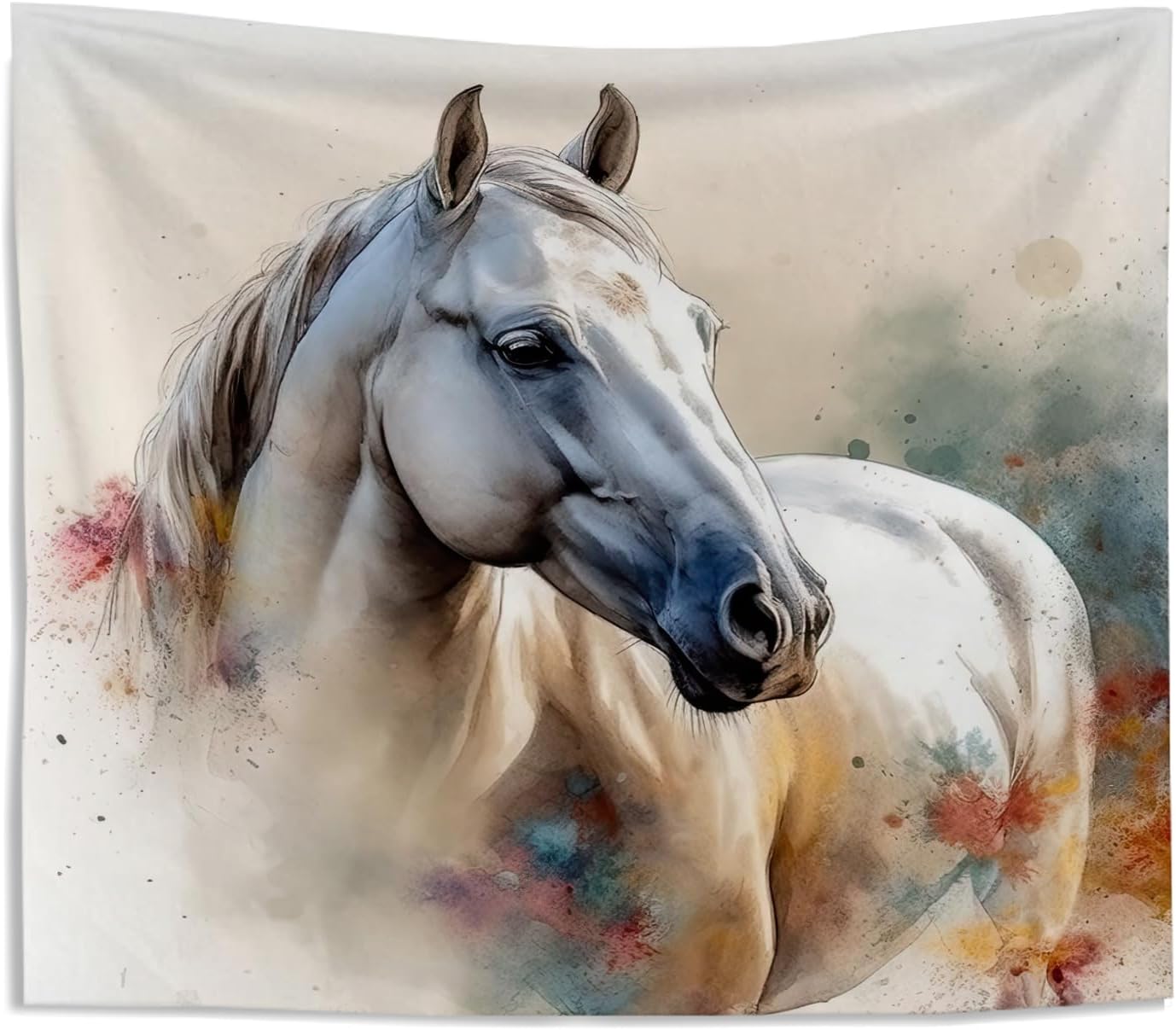 Amazon.com: Knibeo Watercolor Horse Tapestry Wall Hanging, Western ...
