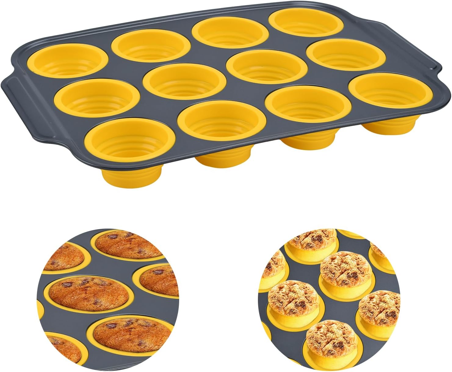 Amazon.com: WBJKZJD Silicone Muffin Pan, 12 Cups Cupcake Pans with ...