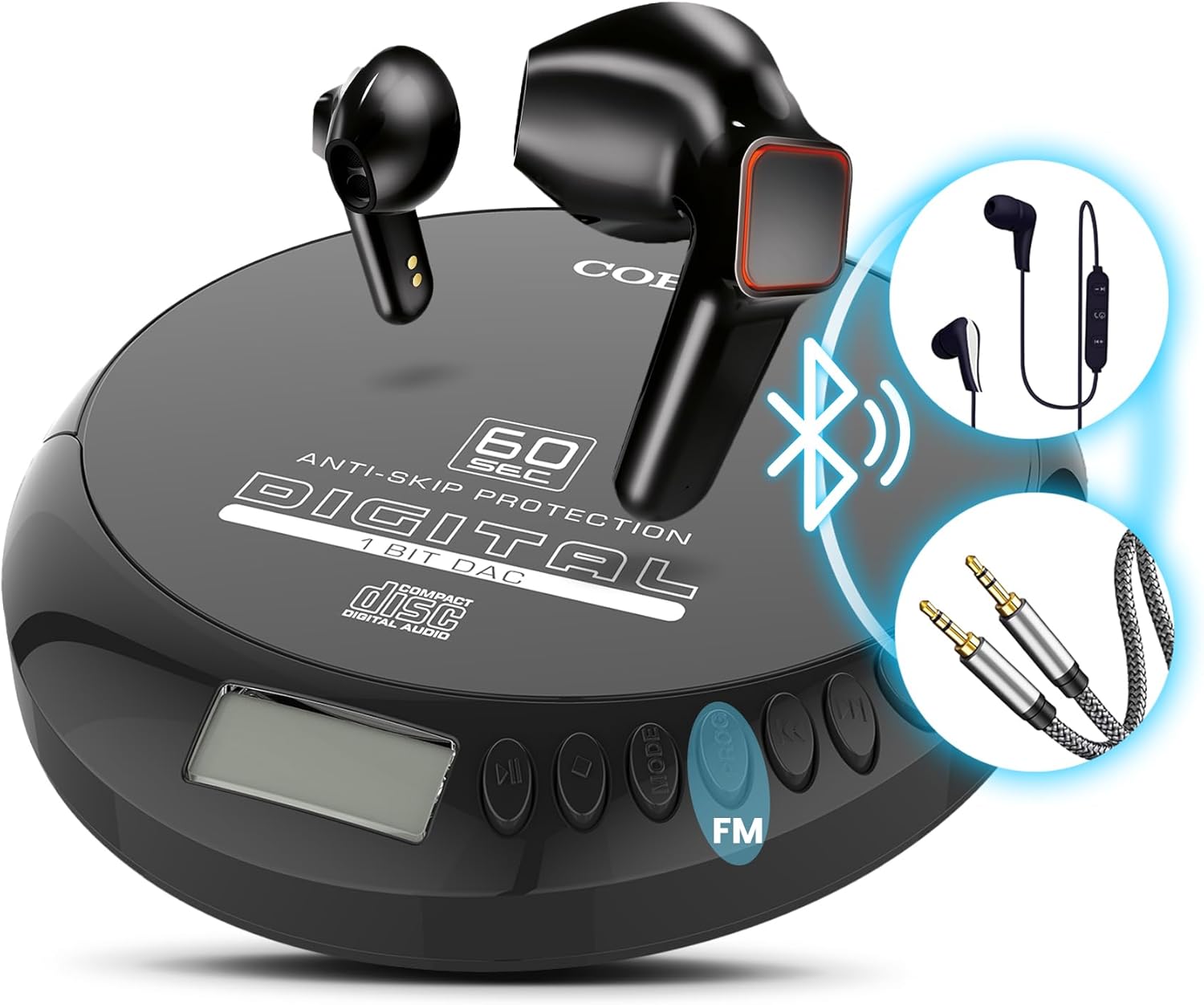 Amazon.com: Coby Portable CD Player with Bluetooth & Wireless Earbuds ...