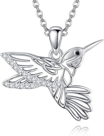 Amazon.com: YAFEINI Hummingbird Necklace Sterling Silver Hummingbird ...
