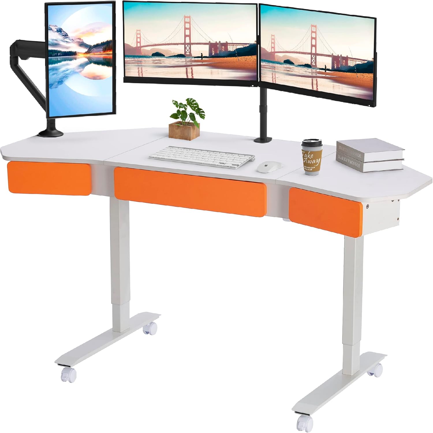 Amazon.com: Okin Standing Desk with 3 Drawers, 63 Inch Electric Height ...
