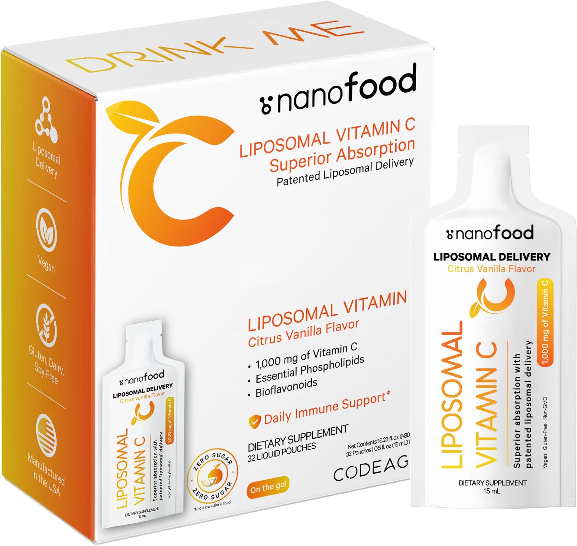 Amazon.com: Codeage Liposomal Vitamin C Liquid 1000mg Vitamin C, 4000mg ...