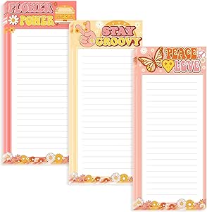 Amazon.com : Whaline 3 Pack Groovy Magnetic Notepads Retro Groovy List ...