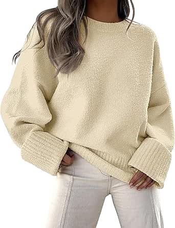Amazon.com: Women's Chunky Pullover Sweater Fall Winter Solid Casual ...