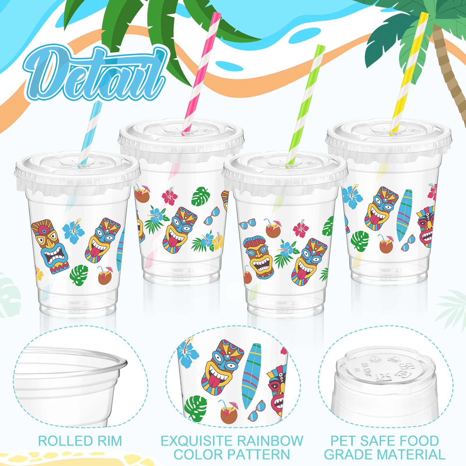 Snapklik.com : FoldTier Hawaiian Party Decorations Cups 12 Oz Luau ...