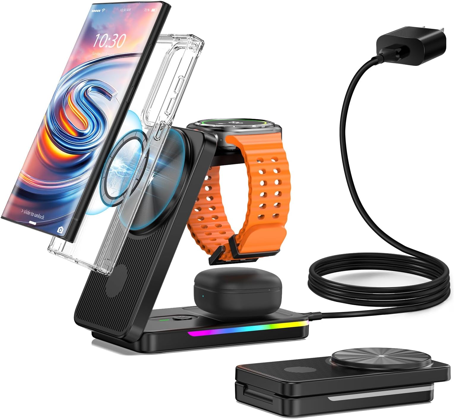 Amazon.com: Wireless Charging Station for Samsung, 3 in 1 Wireless ...