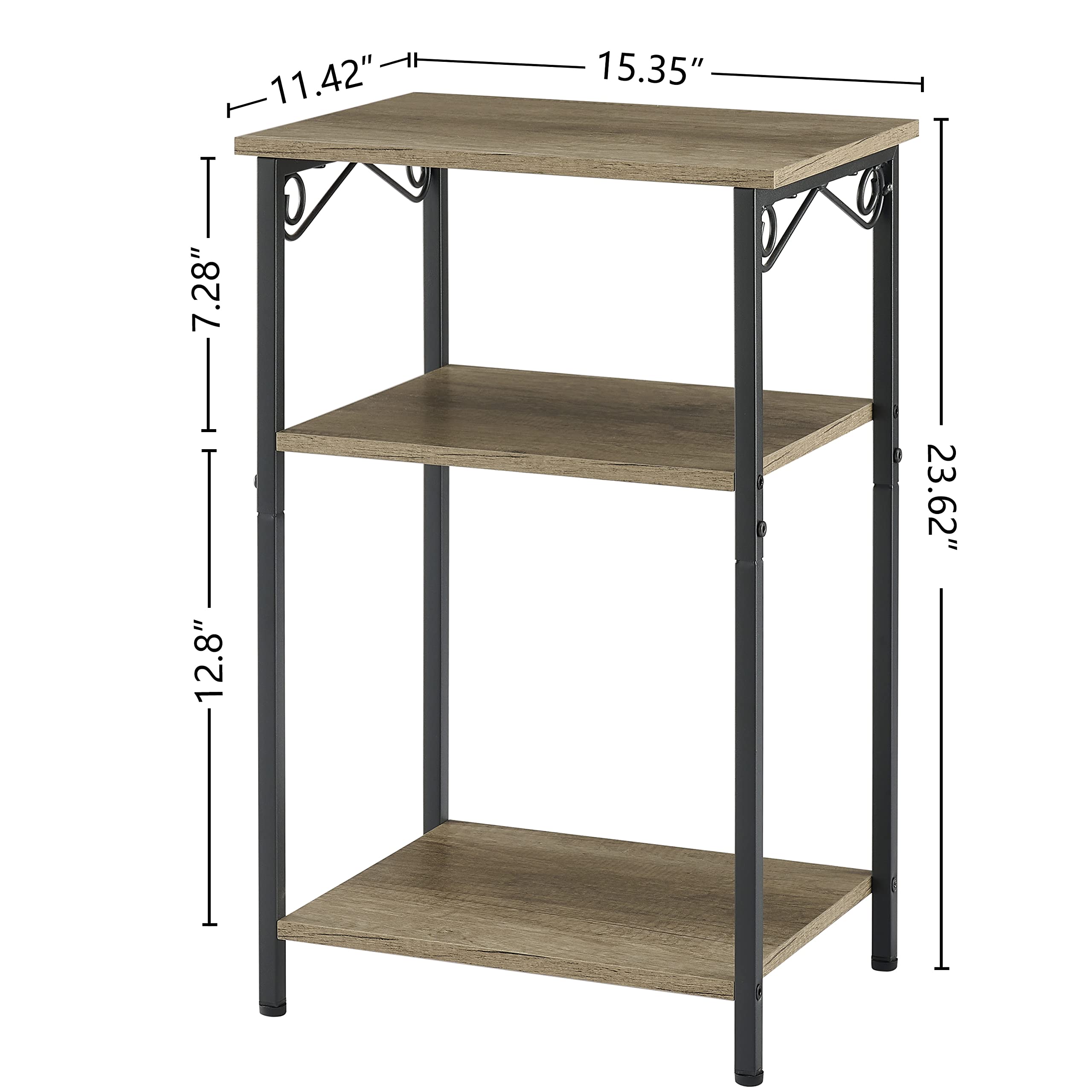 Snapklik.com : 3 Tier Tall End Table, Slim Night Table, Narrow Side ...