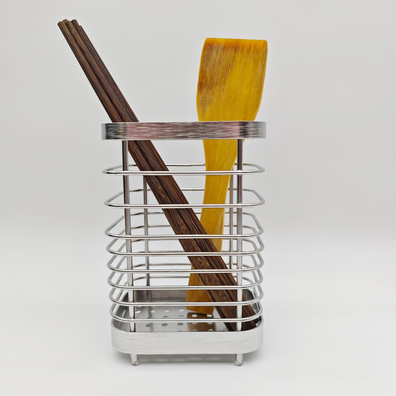 Simpcozy Utensil Holder, Stainless Steel Cutlery Drainer Sink Caddy ...
