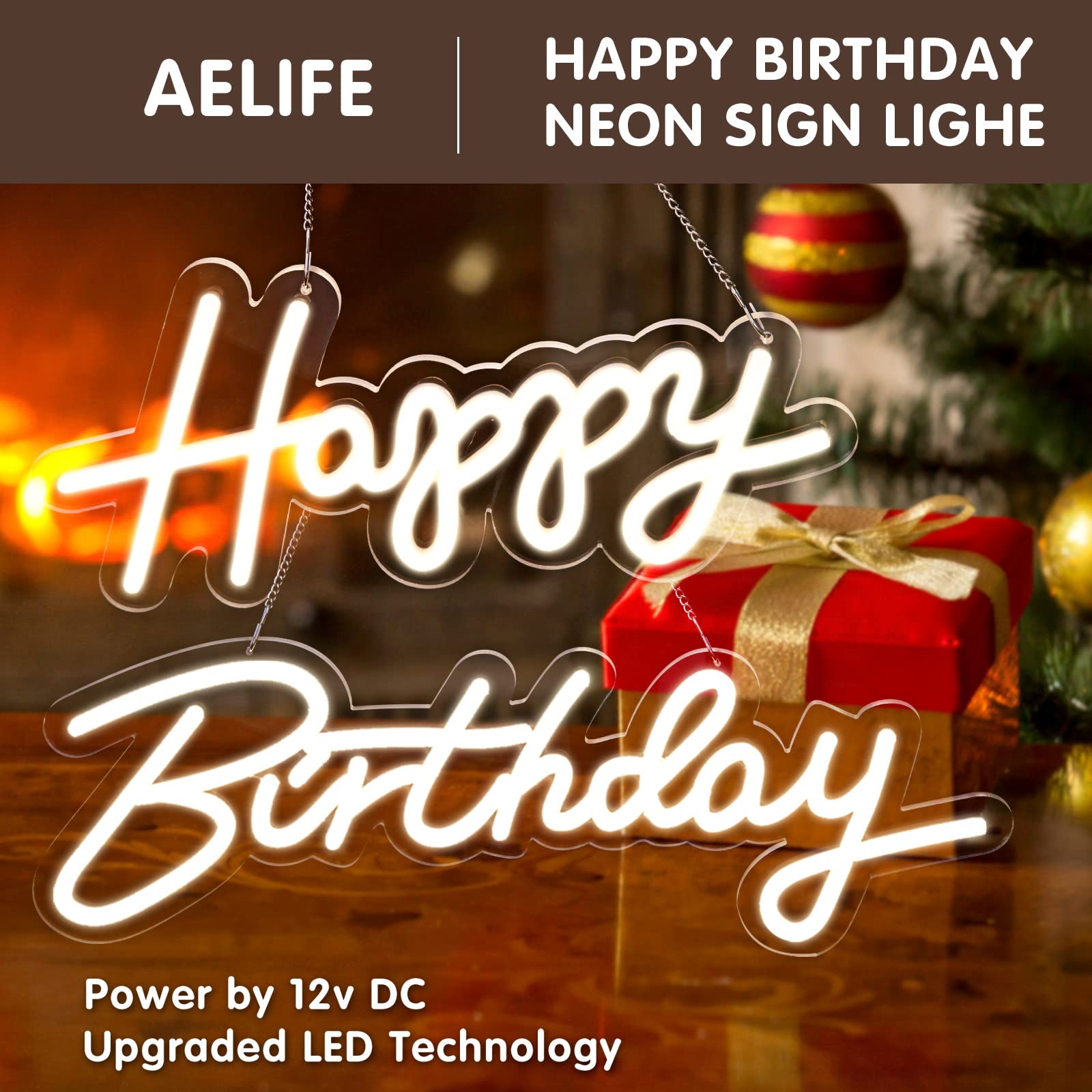 Large Happy Birthday Neon Sign Reusable LED Neon Light for Wall ...