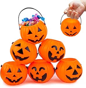 3 otters Mini Halloween Pumpkin Buckets, 12PCS Small Pumpkin Candy ...