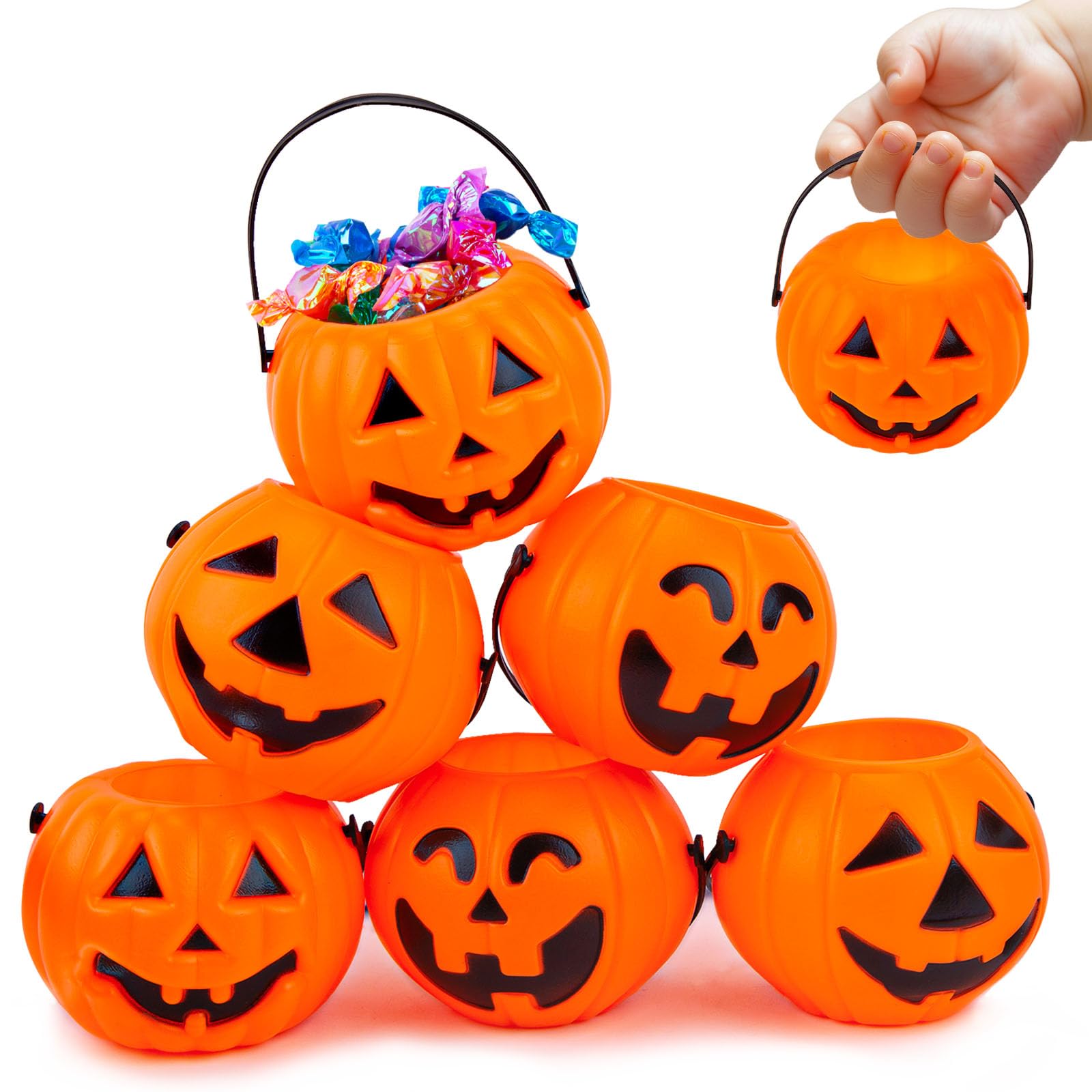 Amazon.com | 3 otters Mini Halloween Pumpkin Buckets, 12PCS Small ...