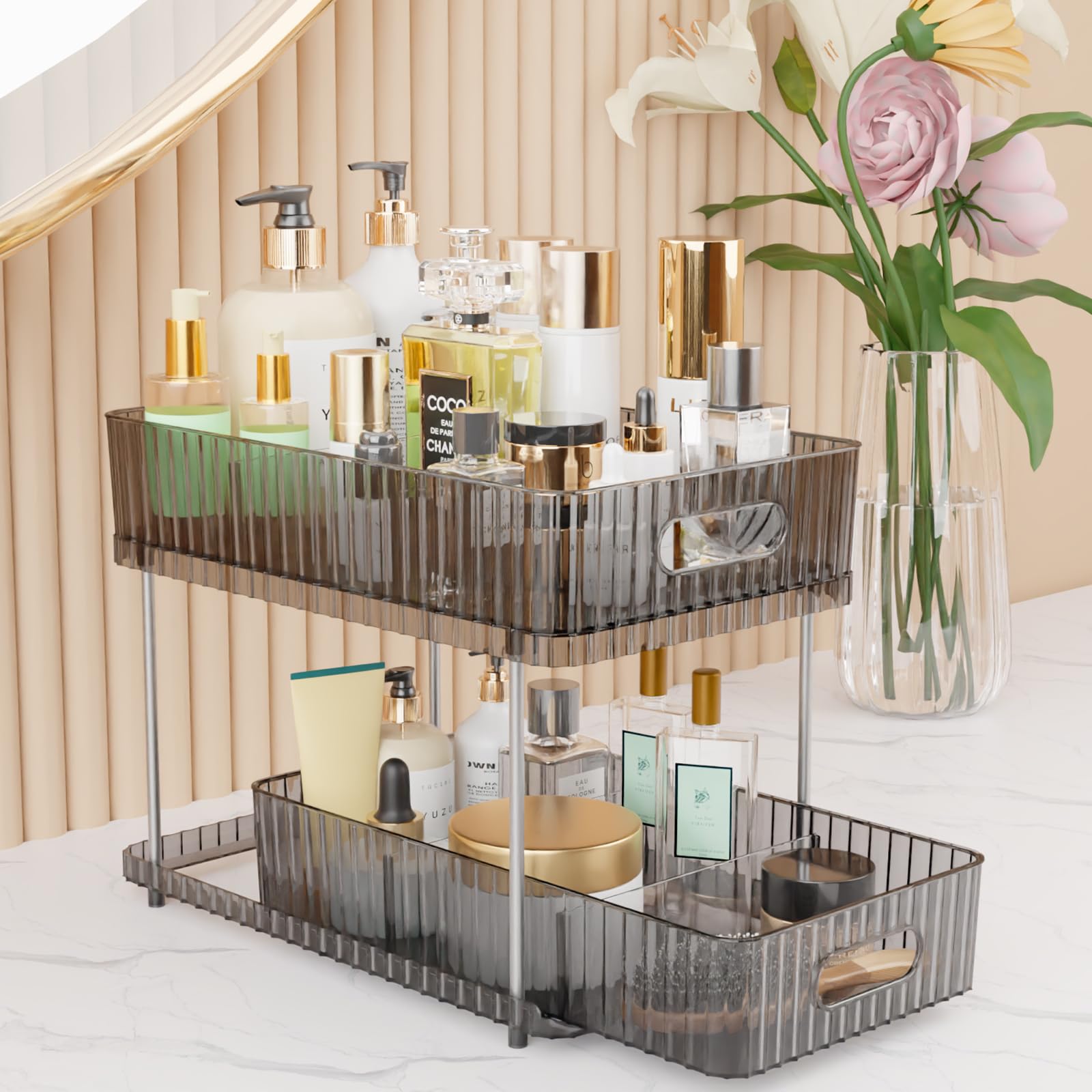 Amazon.com: 2 Tier Makeup Organizer Countertop Makeup Organizer for ...