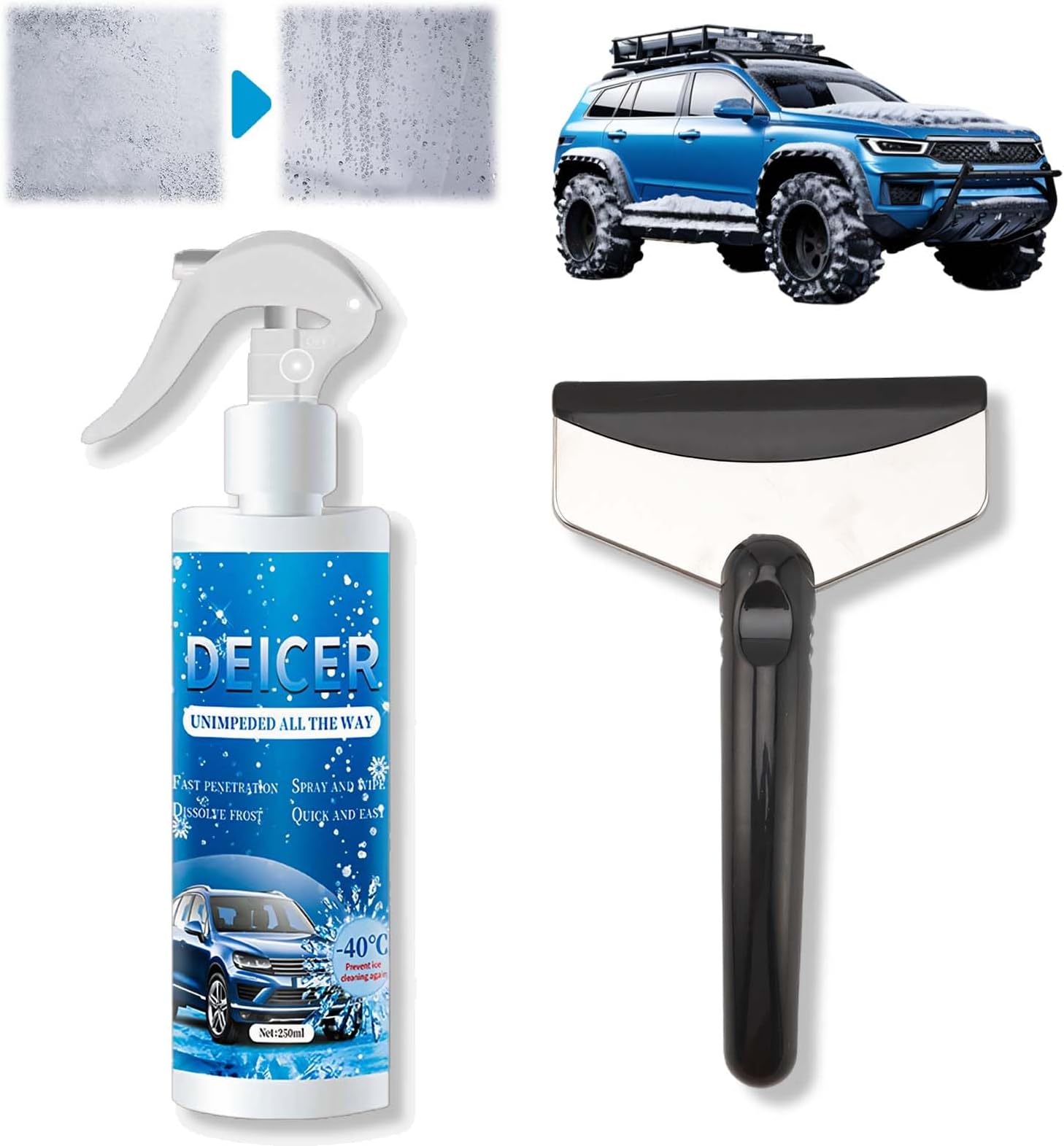 Ganbaro Deicer Car Windscreen Spray, 250ml De Icer Spray for Car, Fast ...