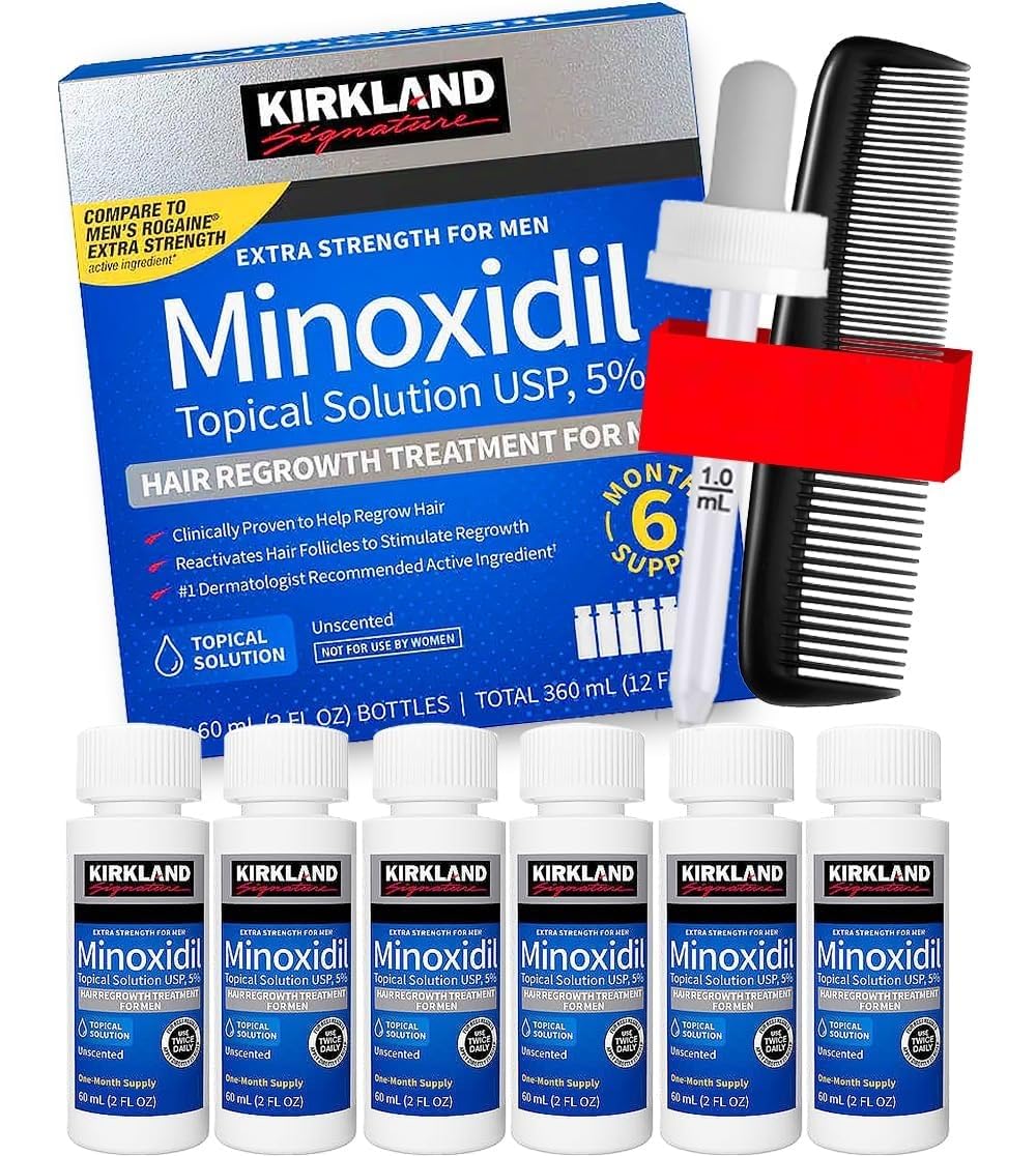 MINOXIDIL for Men 5% Extra Strength Minoxidil Hair Regrowth Treatment ...