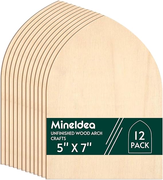 Amazon.com: MineIdea 12 Pack Unfinished Gothic Arch Wood Plaque, 5” x 7” Basswood Shield Plaque ...
