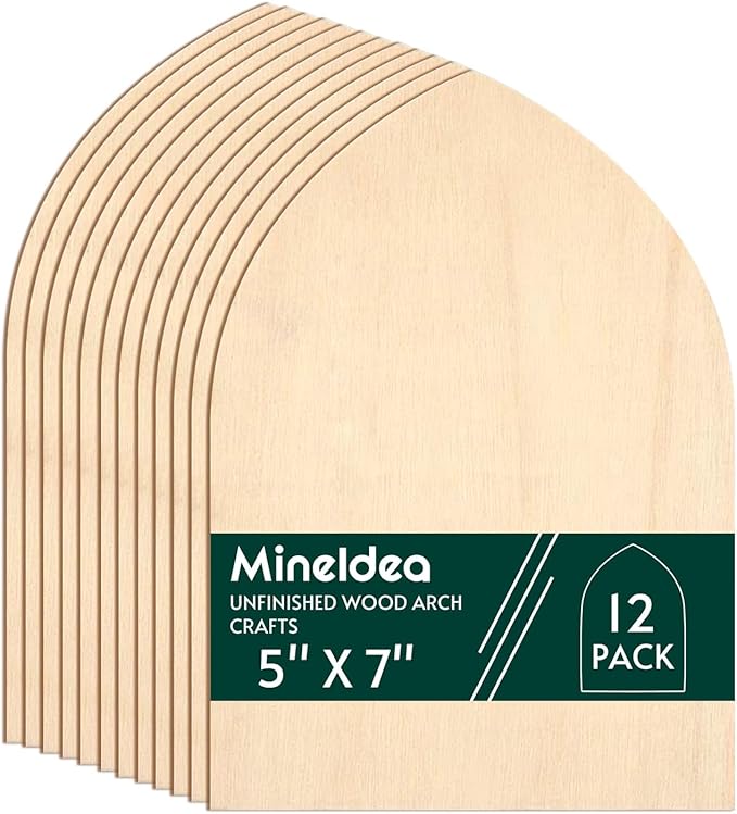 Amazon.com: MineIdea 12 Pack Unfinished Gothic Arch Wood Plaque, 5” x 7 ...