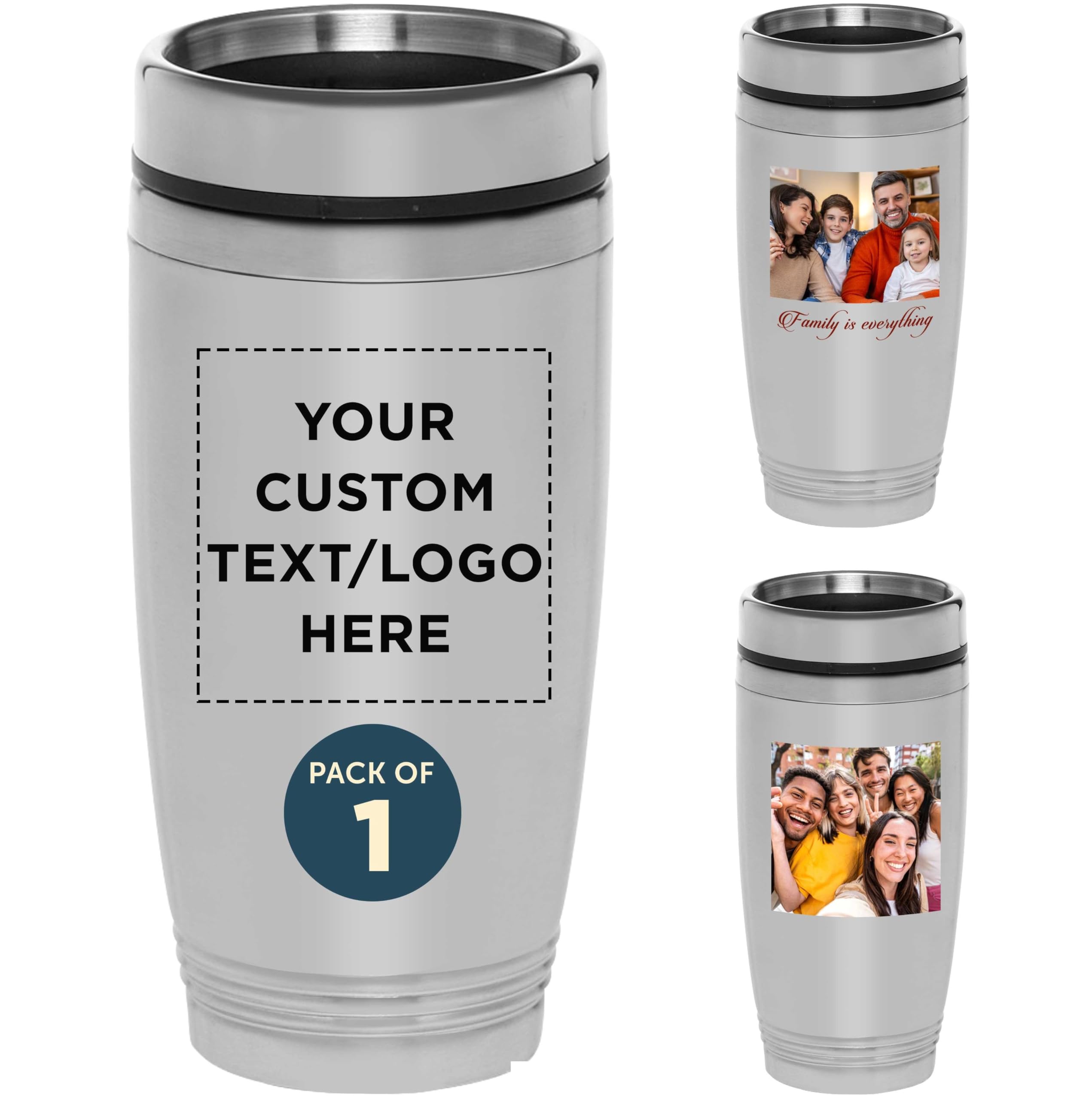 Amazon.com | DISCOUNT PROMOS Custom 16 oz Stainless Steel Coffee ...