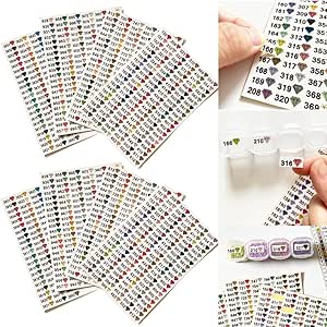 Amazon.com: Diamond Painting Set of 2 Diamonds Color Number Stickers ...