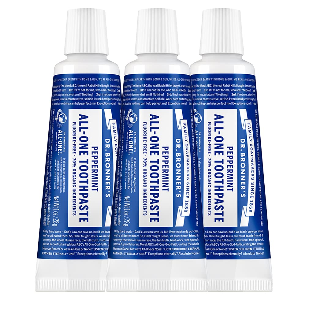 Amazon.com : Dr. Bronner’s - All-One Toothpaste (Peppermint, 1 Ounce, 3 ...