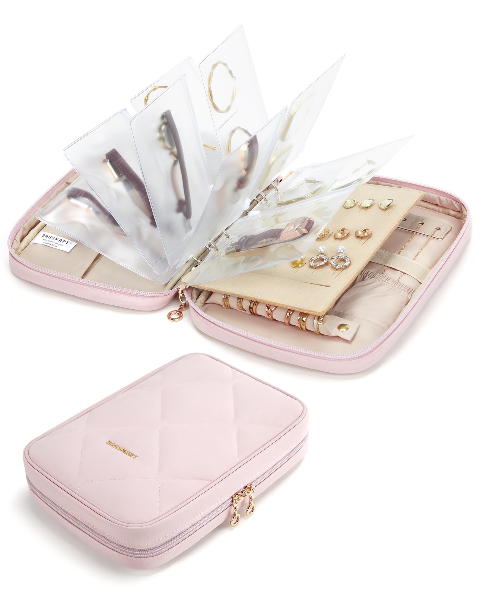 Amazon.com: BAGSMART Jewelry Travel Case, Ring Binder Storage Book with ...