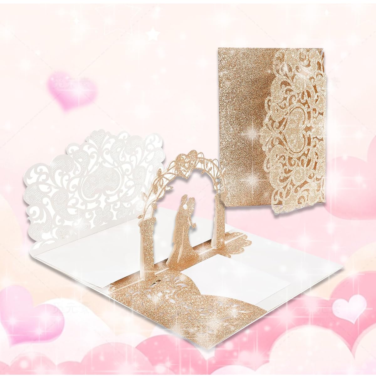 Plstod Personalised Wedding Card Pop Up Anniversary Card 3D Engagement ...