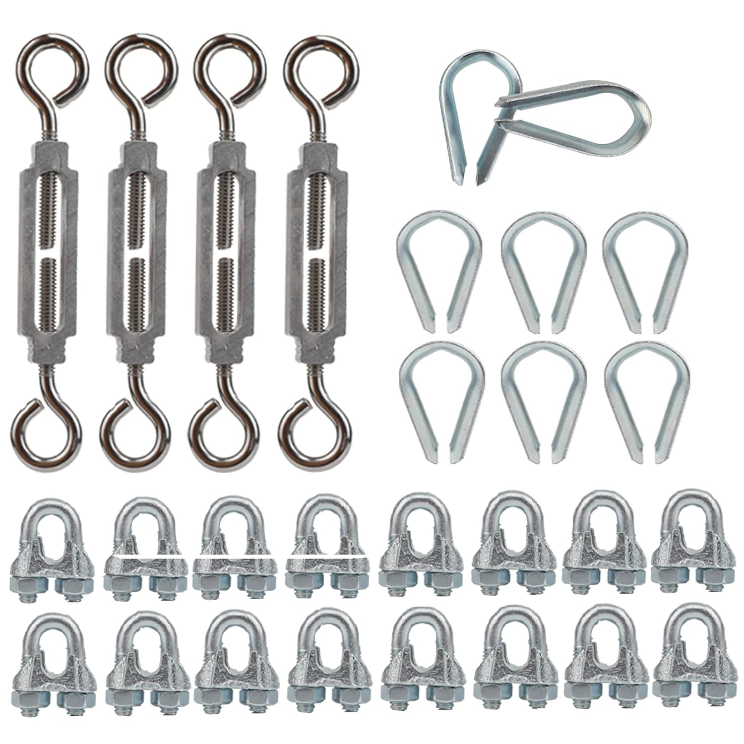 Wire Rope Cable Clamp Thimble Set M6 Turnbuckle 1/8 Inch Stainless ...