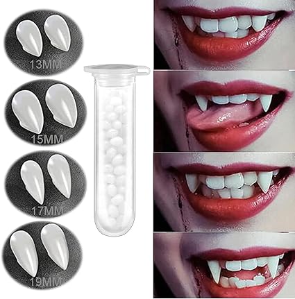 Amazon.com: TONBGSEL 4 Pairs of Vampire Fang Teeth with Adhesive for ...