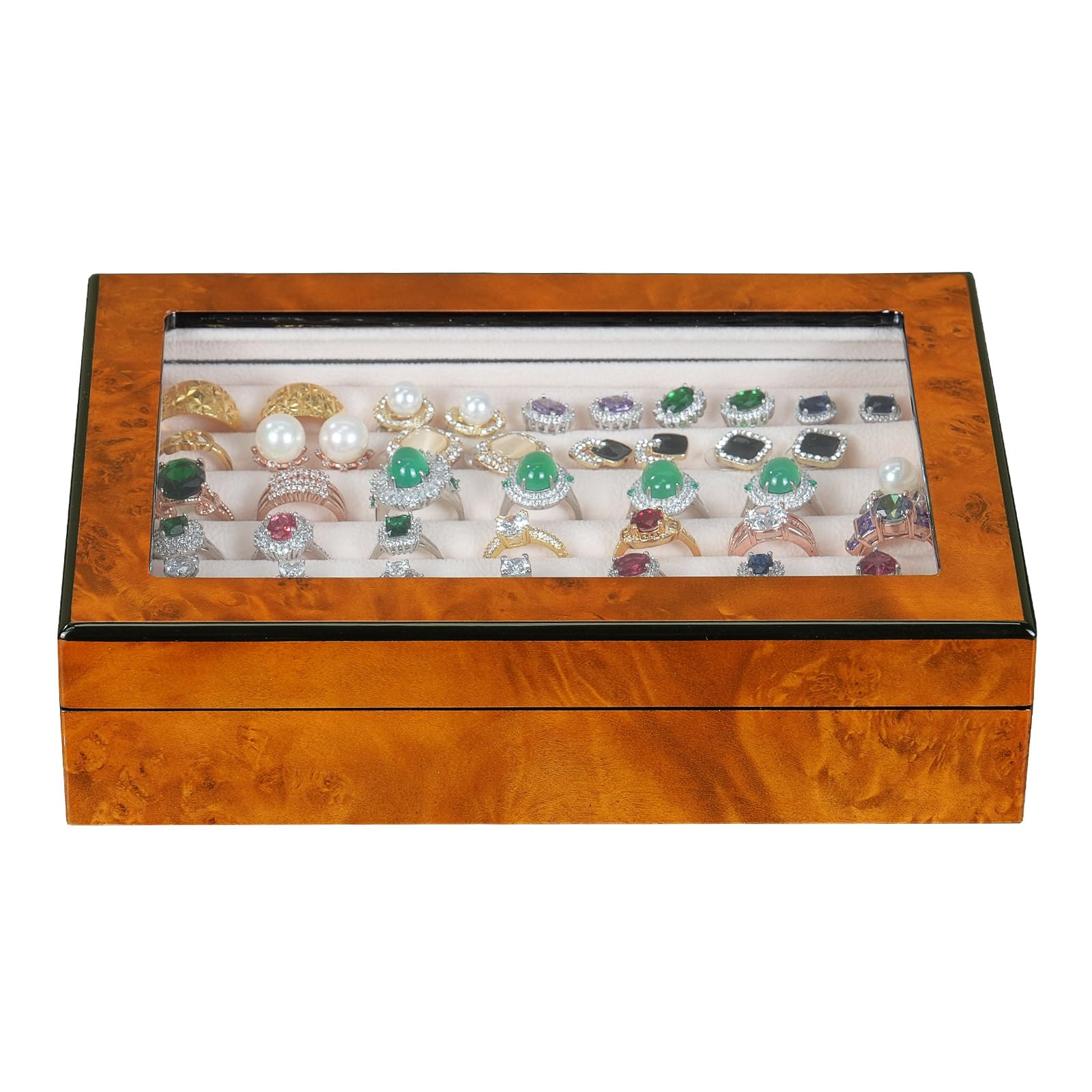 Amazon.com: SYENS Wood Ring Organizer Box, Earring Storage Box, Jewelry ...
