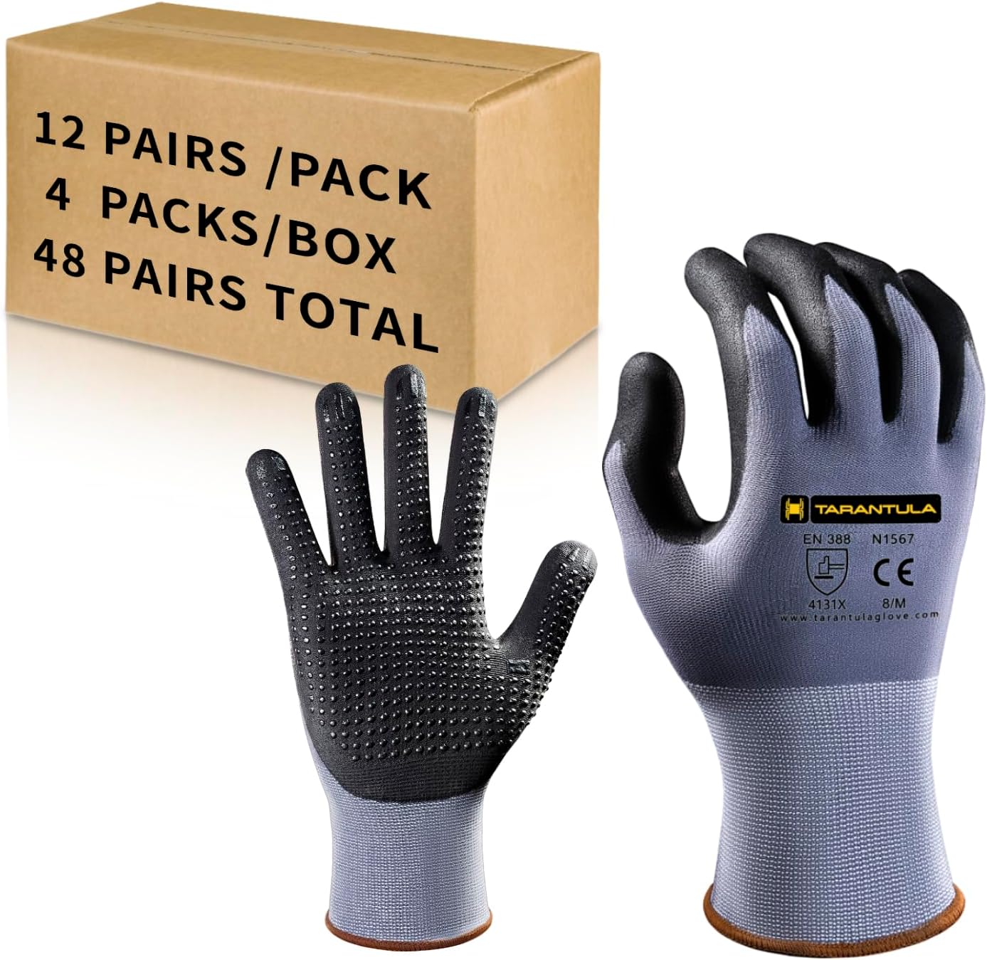 Amazon.com: Tarantula Safety Work Gloves MicroFoam Nitrile Coated 48 Pairs,Endurance Seamless ...