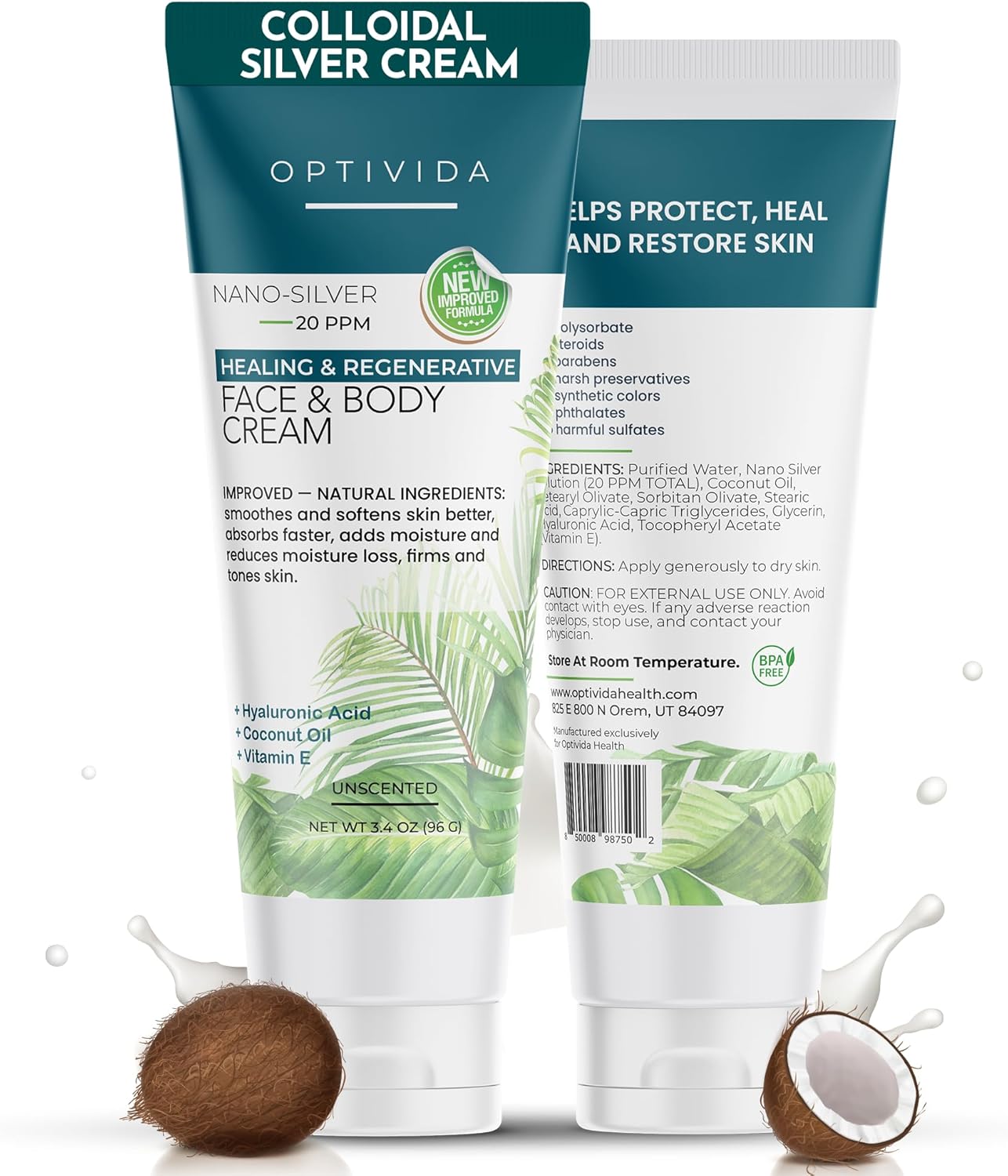 Amazon.com: Optivida Nano Silver Skin Healing Cream - Skin Healing ...
