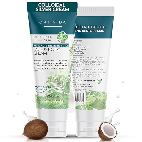 Amazon.com : Optivida Nano Silver Skin Healing Cream - Skin Healing ...
