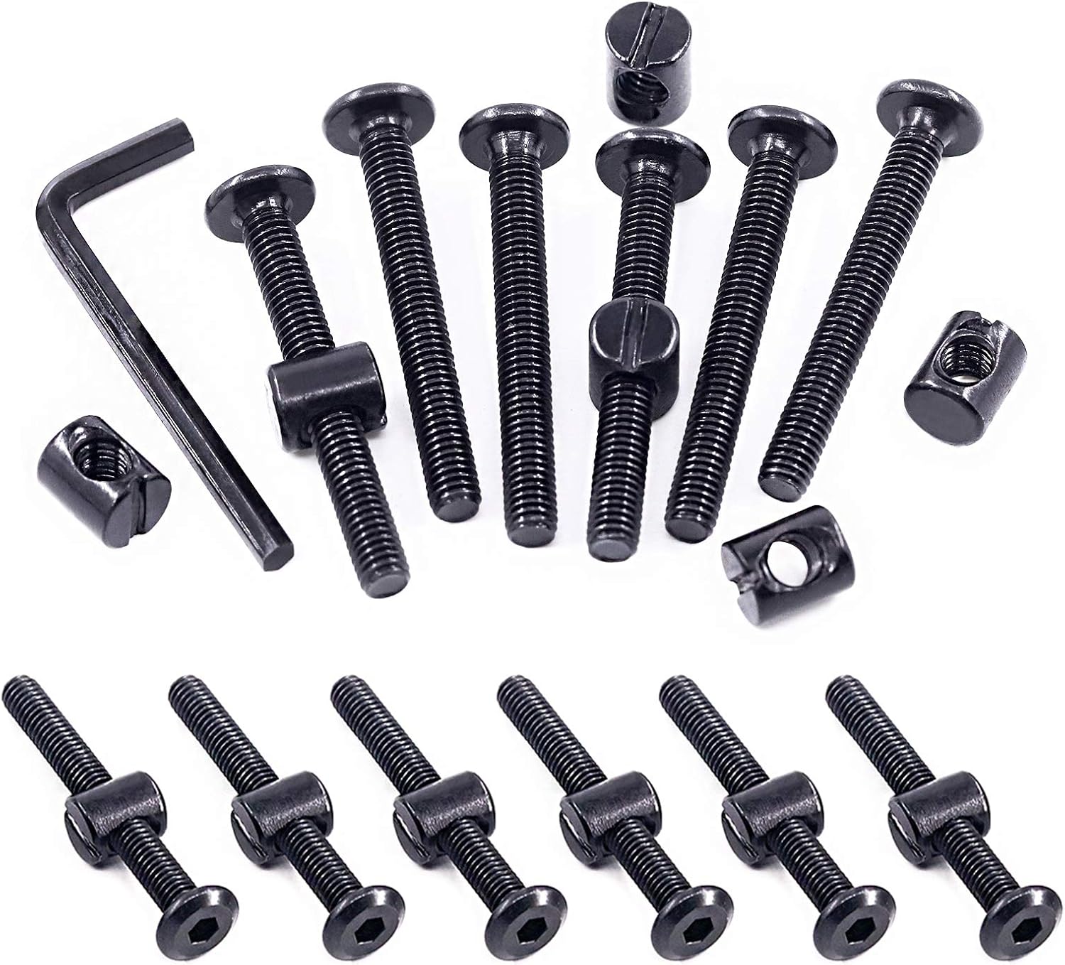 Amazon.com: Swpeet 25Pcs Black M6 × 50mm Crib Hardware Screws, Hex ...