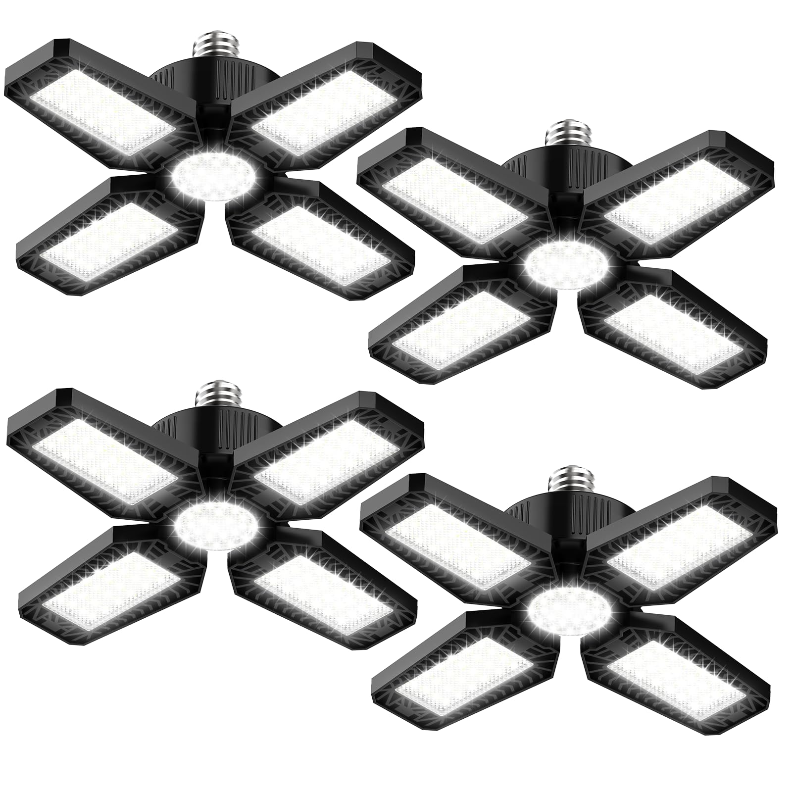 HAPYLUMI LED Garage Lights 4 Pack - 120W 12000LM Garage Lights Ceiling ...